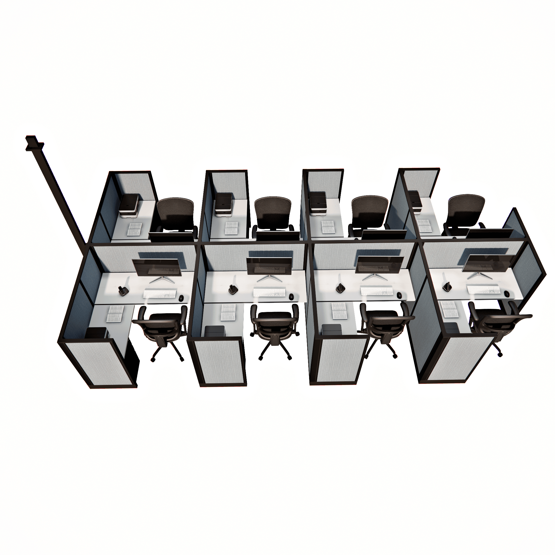 53″ Tall 5’x 5′ Pod Of 8 Office Cubicles