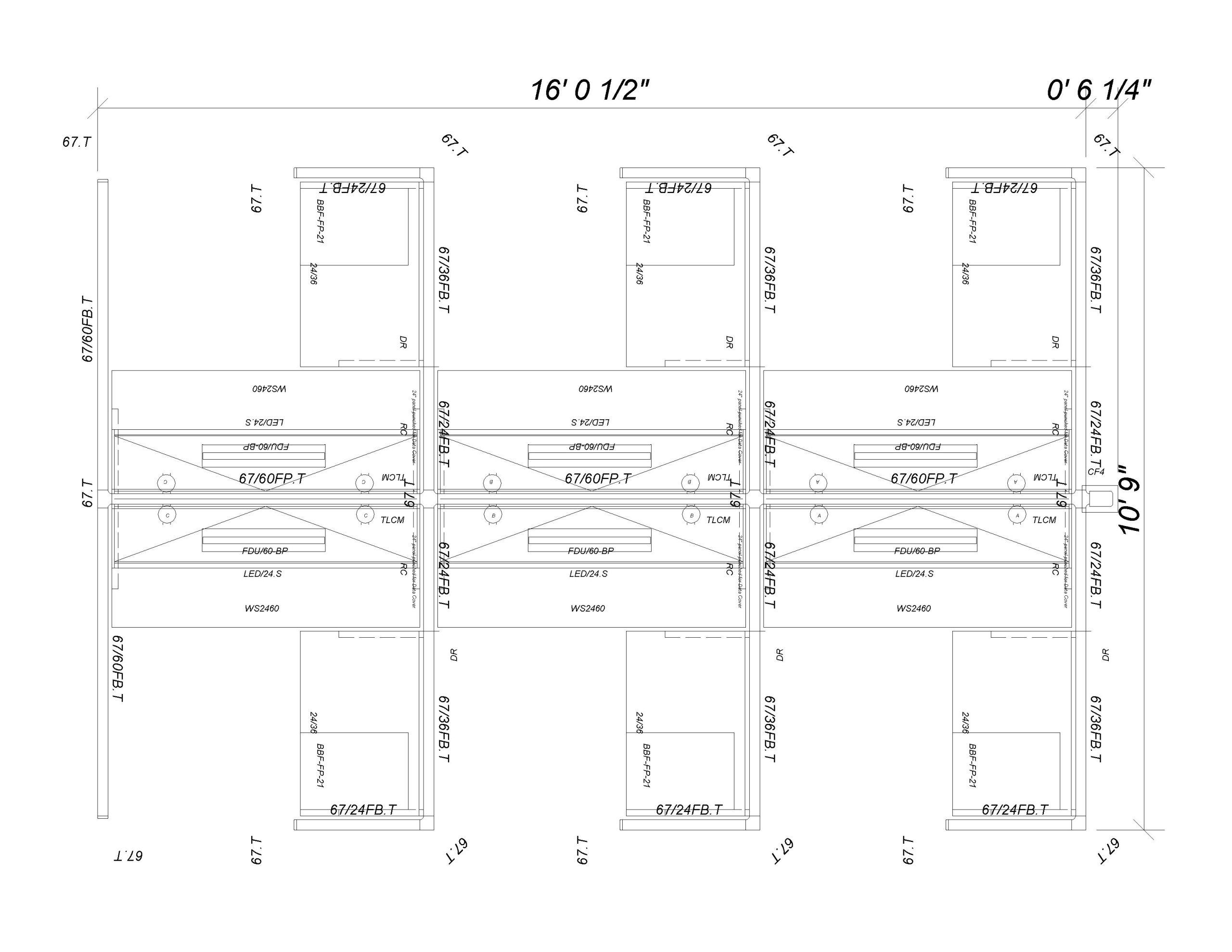67″ Tall 5’x 5′ Pod Of 6 Office Cubicles