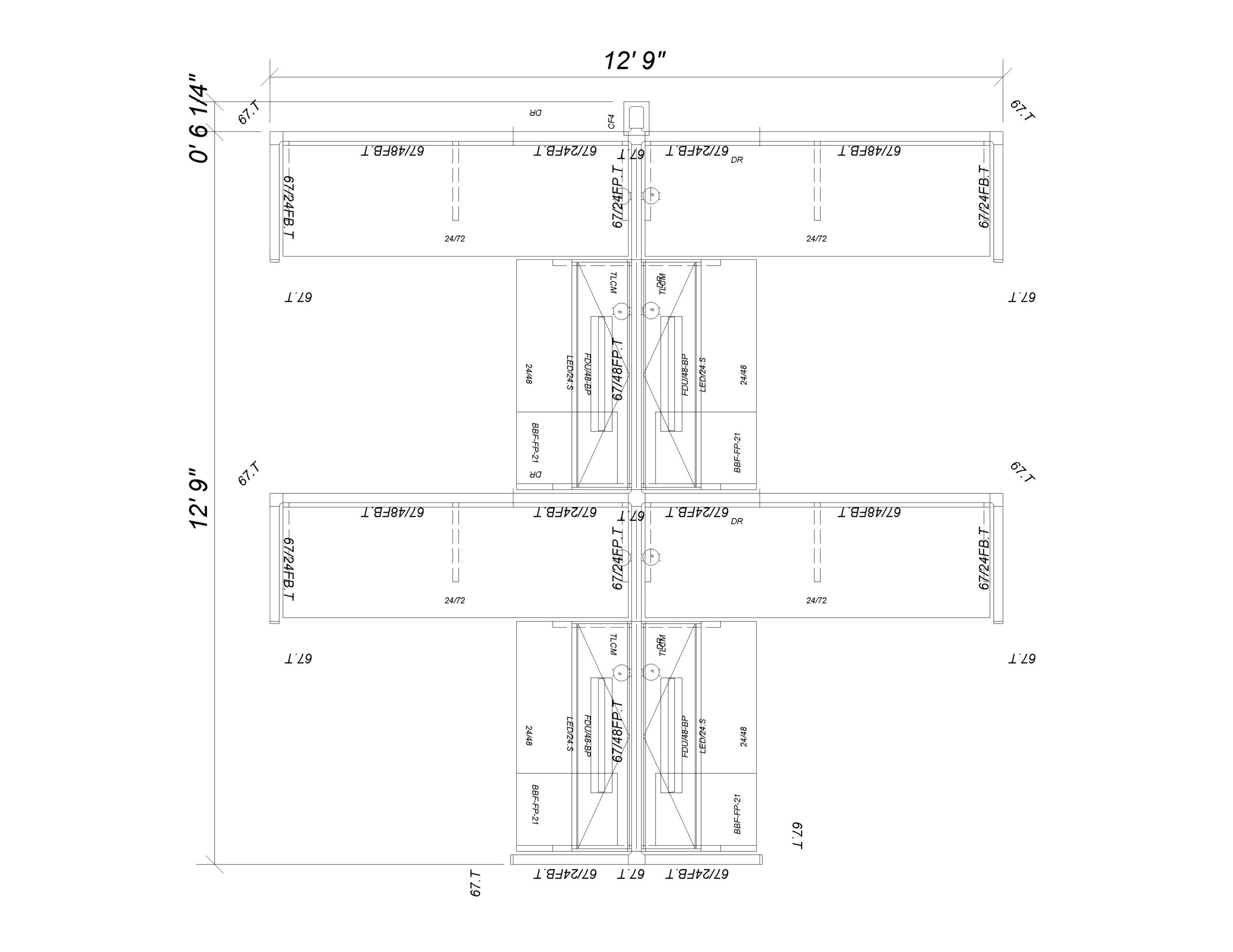 67″ Tall 6’x 6′ Pod Of 4 Office Cubicles